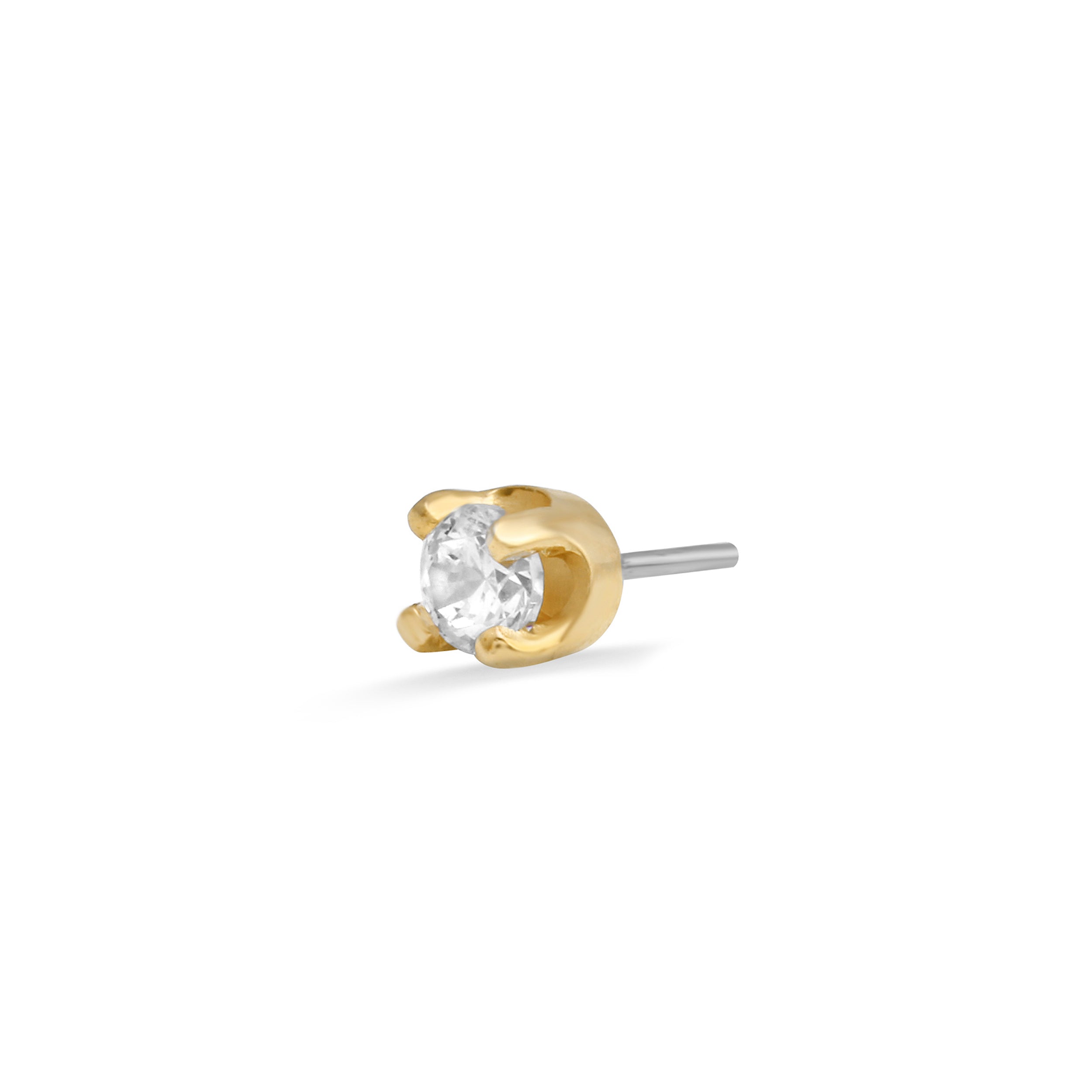 Classic Prong - 2.5mm 14K Yellow Gold 25g threadless | White CZ – NorVoch